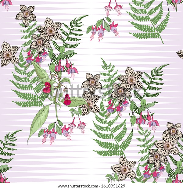 Tropical Floral Pattern White Background Seamless Stock Vector (Royalty ...
