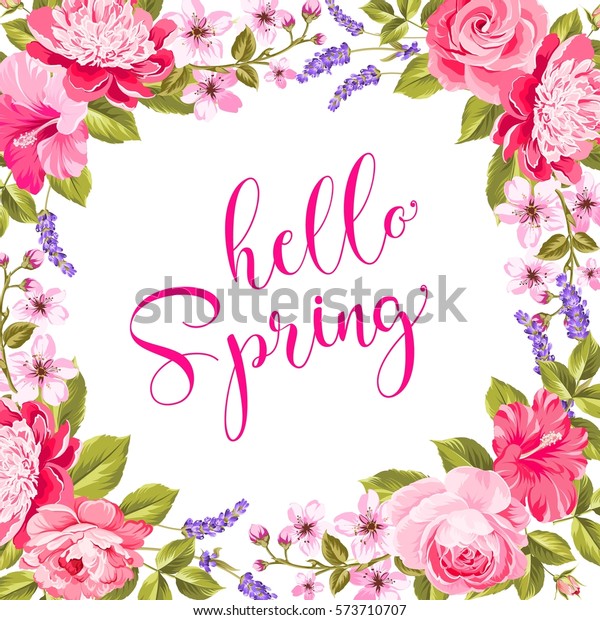Tropical Flower Garland Hello Spring Invitation Stock Vector (Royalty ...