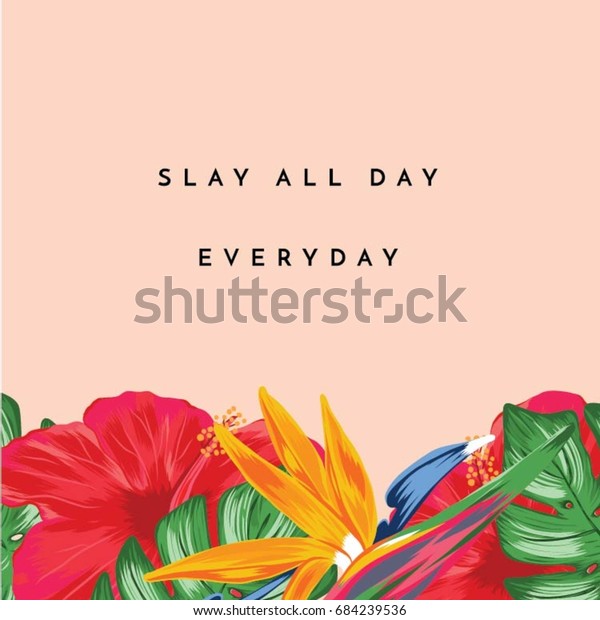 Tropical Flowers Card Design Stock Vector (Royalty Free) 684239536 ...