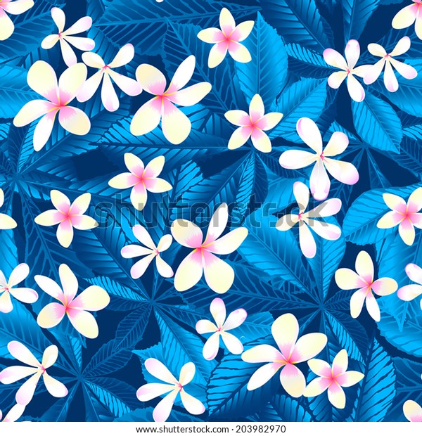 Tropical Frangipani Floral Seamless Pattern Stock Vector (Royalty Free ...