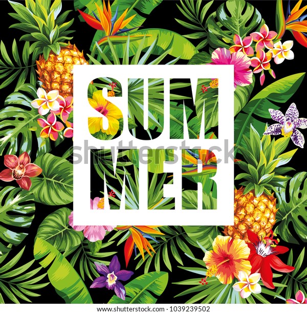 Tropical Hawaiian Design Square Frame Vector Stock Vector (Royalty Free ...