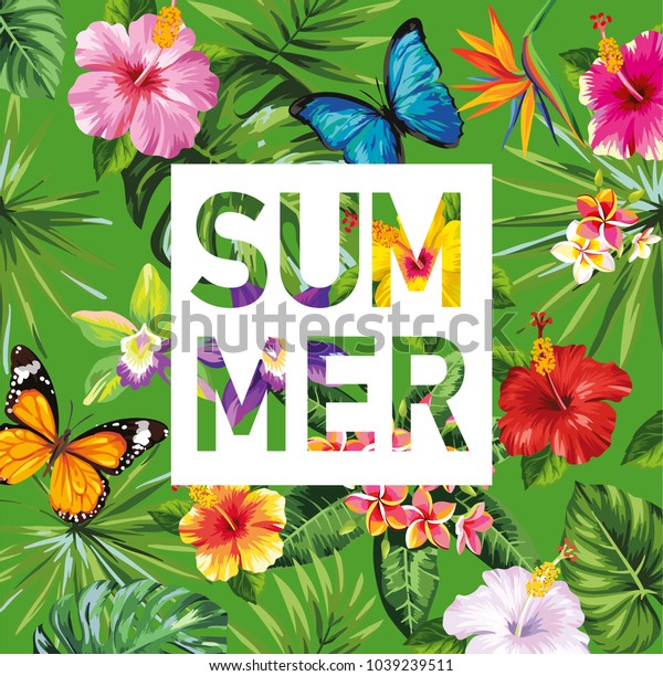 Tropical Hawaiian Design Square Frame Vector Stock Vector (Royalty Free ...