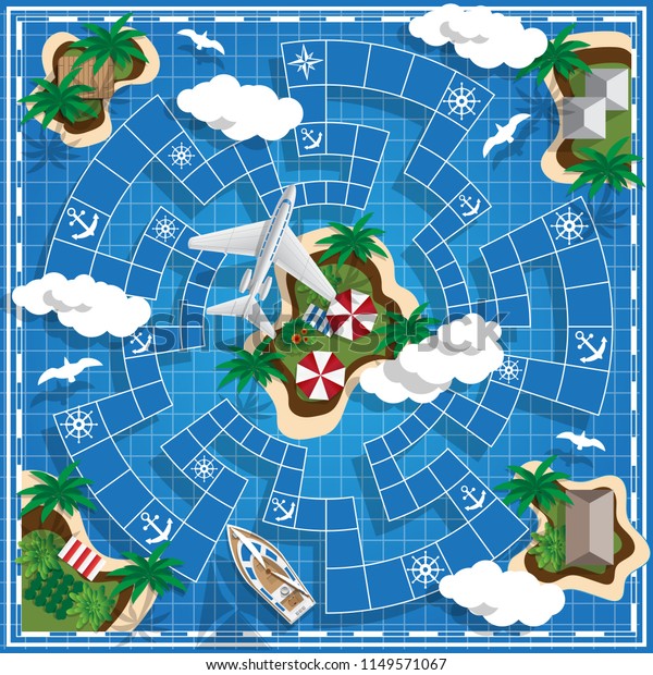 Tropical Islands On Map Game Board Stock Vector (Royalty Free ...