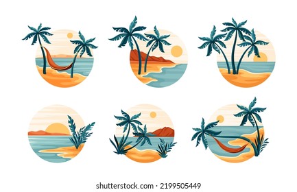Tropical Landscape Shining Sun Sandy Beach Stock Vector (Royalty Free ...