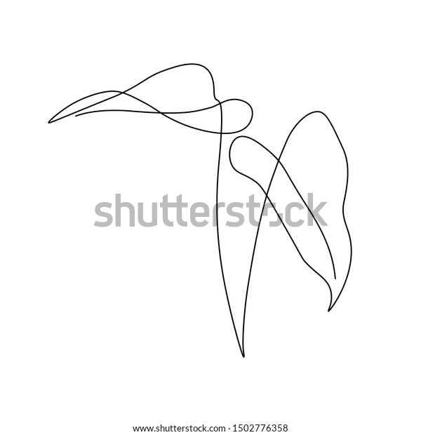Tropical Leaves Continuous Line Art Drawing: เวกเตอร์สต็อก (ปลอดค่า ...