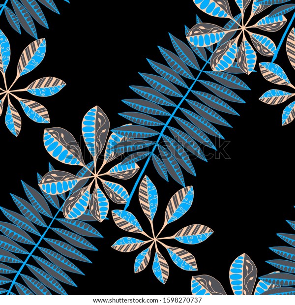 Tropical Leaves Seamless Texture Orient Stock Vector (Royalty Free ...