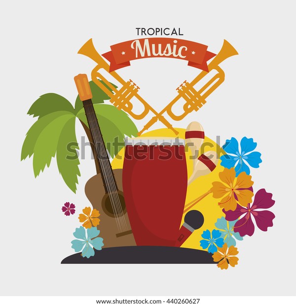 Tropical Music Instruments Isolated Icon Design Stock Vector (Royalty ...