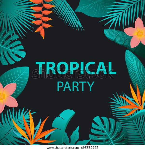 Tropical Night Party Background Stock Vector (Royalty Free) 695582992