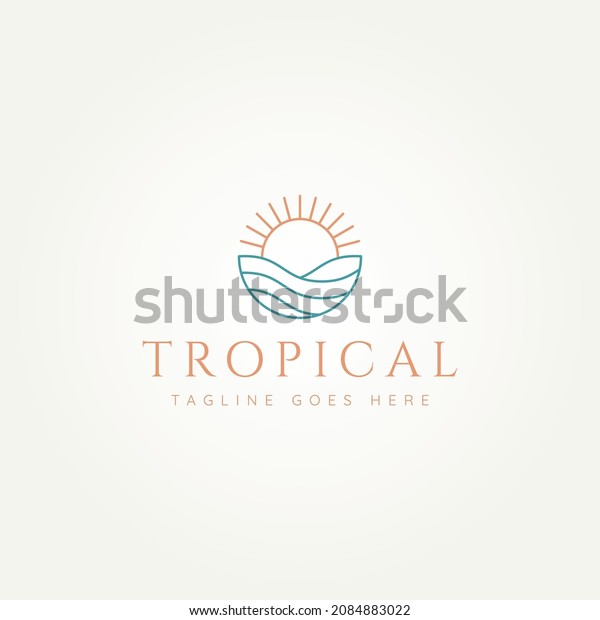 Tropical Ocean Simple Line Art Logo Stock Vector (Royalty Free ...