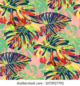Tropical Pattern Seamless Texture Bright Hand Stock Vector (Royalty ...