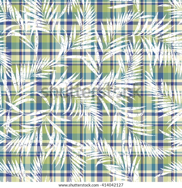 Tropical Plant Check Pattern Stock Vector (Royalty Free) 414042127 ...