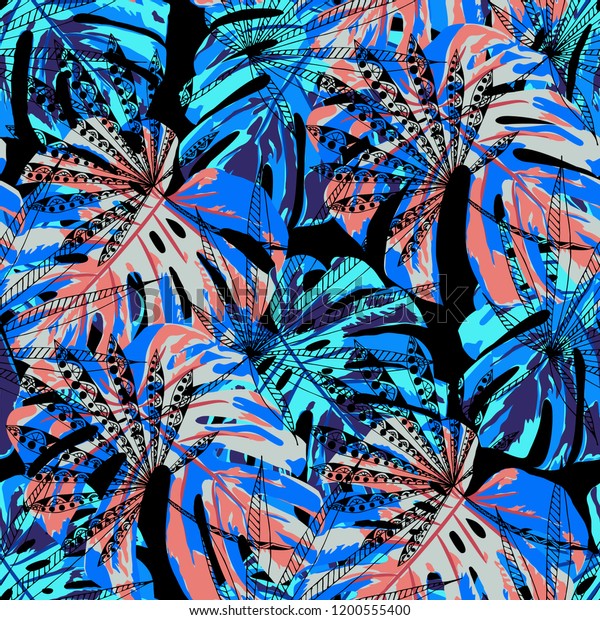 Tropical Plants Seamless Pattern Indonesian Rainforest Stock Vector ...