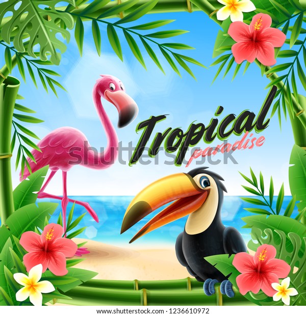 Tropical Summer Illustration Stock Vector (Royalty Free) 1236610972 ...