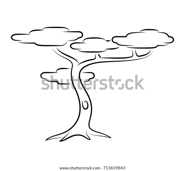 Tropical Tree Line Art Vector Illustration Stock Vector (Royalty Free ...