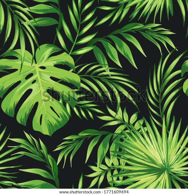 Tropical Vector Seamless Background Jungle Pattern Stock Vector