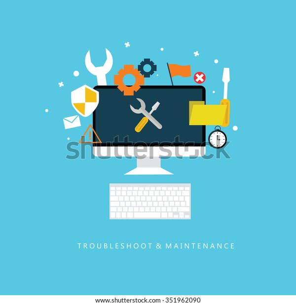 Troubleshooting Maintenance Symbol Flat Design Stock Vector (Royalty ...