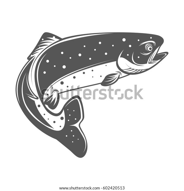 Trout Fish Vector Illustration Monochrome Vintage Stock Vector (Royalty ...