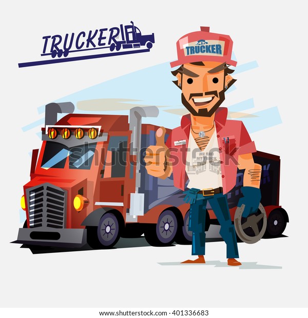 Truck Driver Big Truck Character Design Stock Vector (Royalty Free ...