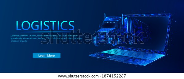 Truck Logistics Distribution Vector Color Wireframe 库存矢量图（免版税 ...
