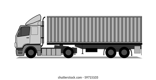 Vektor Stok Truck Shipping Container (Tanpa Royalti) 59715103 ...