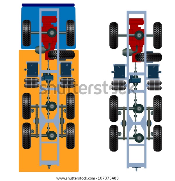 Truck Suspension Top View Vector Illustration Stock Vector (Royalty ...