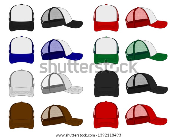 Trucker Cap Mesh Cap Template Illustration Stock Vector (Royalty Free ...