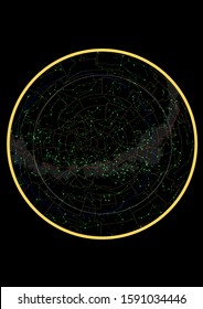 True Constellations Southern Hemisphere Star Map Stock Vector (Royalty ...