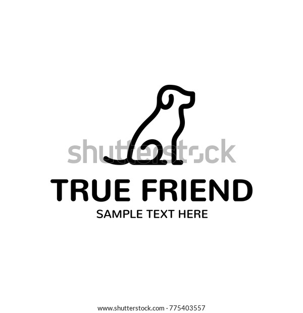 True Dog Friend logo design template. Graphic sitting puppy logotype ...