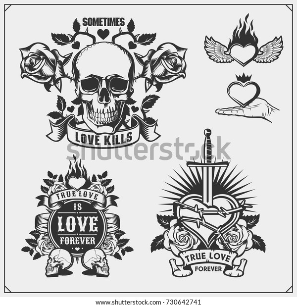 True Love Love Forever Emblems Sword Stock Vector (Royalty Free) 730642741