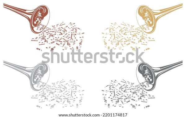 Trumpet Music Notes Vector Illustration Stock Vector (Royalty Free ...