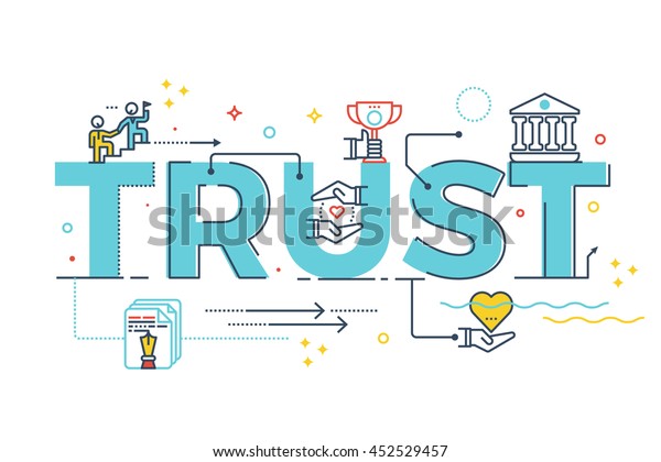 Trust Word Lettering Typography Design Illustration Stock Vector ...