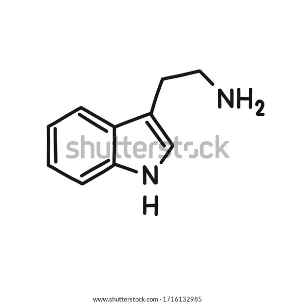 Tryptamine Chemical Formula Doodle Icon Vector Stock Vector (Royalty ...