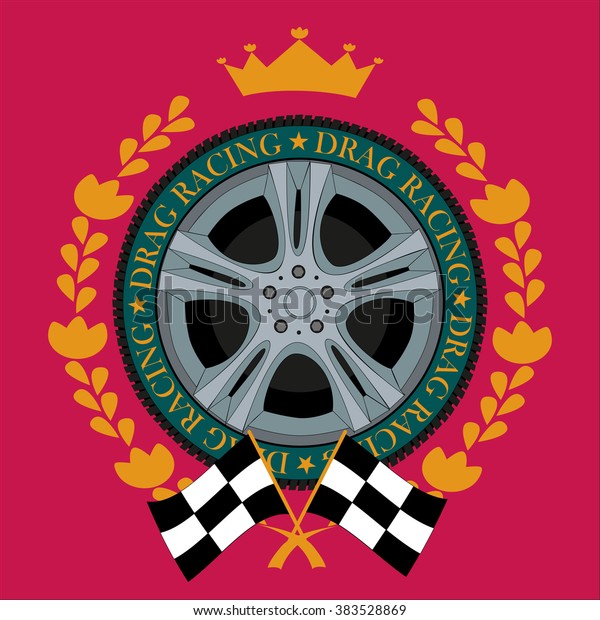 Tshirt Graphics Typography Drag Racing Wheel Stock Vector (Royalty Free ...