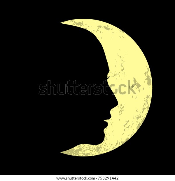 Tshirt Graphics Typography Moon Face Silhouette Stock Vector (Royalty ...