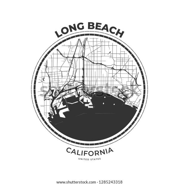Tshirt Map Badge Long Beach California Stock Vector (Royalty Free ...