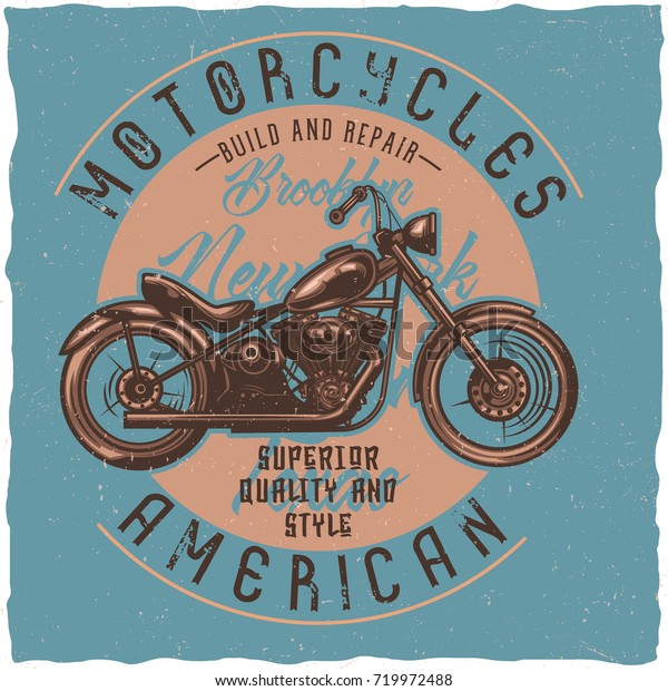 Tshirt Poster Design Illustration Motorcycle: vetor stock (livre de ...