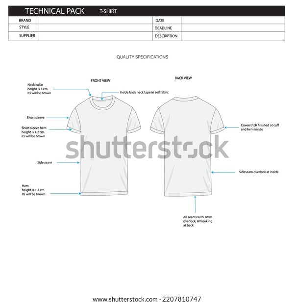Tshirt Template Tshirt Design Short Sleeve Stock Vector (Royalty Free ...