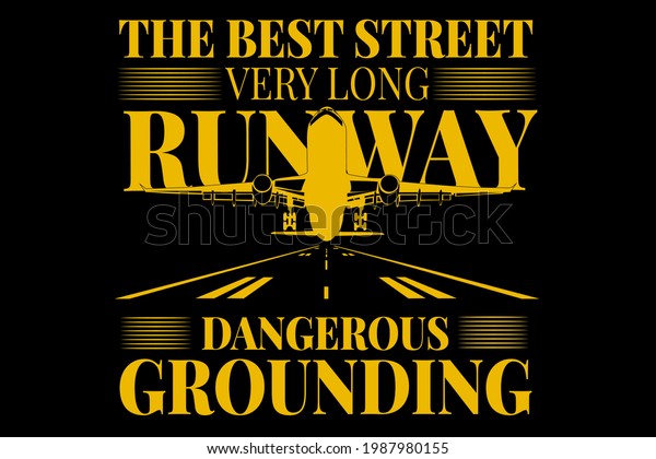 Tshirt Typography Runway Plane Grounding Vintage Stock Vector (Royalty ...
