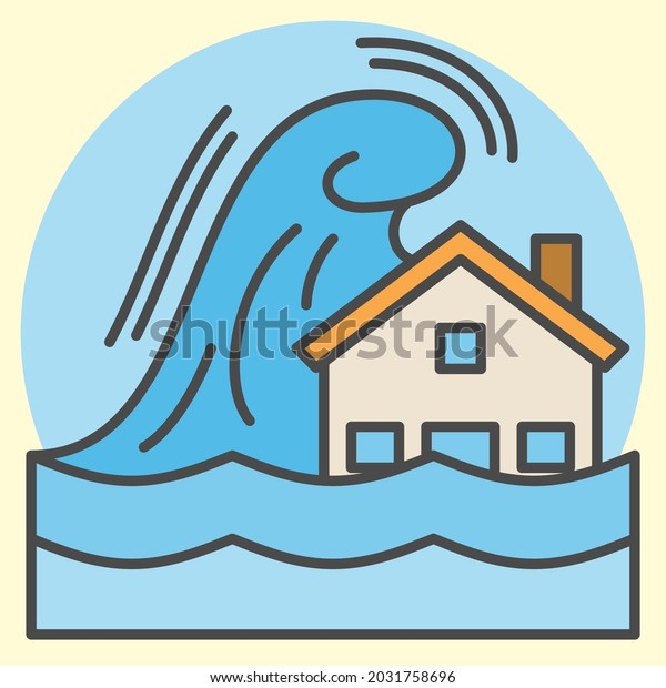 Tsunami Flood Natural Disaster Concept Vector Stock Vector (Royalty ...