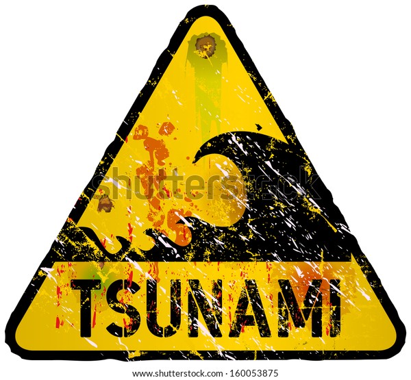 Tsunami Warning Sign Heavy Weathered Vector Stock Vector (Royalty Free ...