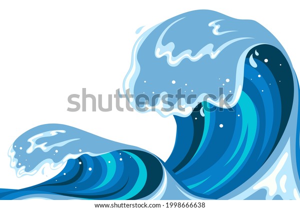 Tsunami Wave Flat Cartoon Style Big Stock Vector (Royalty Free ...