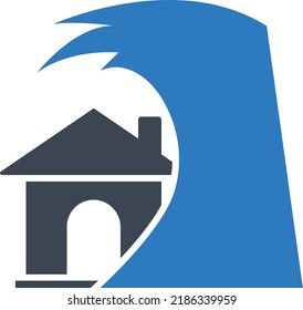 Tsunami Wave Icon On White Background Stock Vector (Royalty Free ...