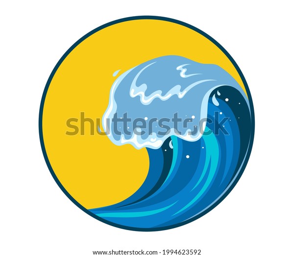 Tsunami Wave Sign Flat Cartoon Style Stock Vector (Royalty Free ...