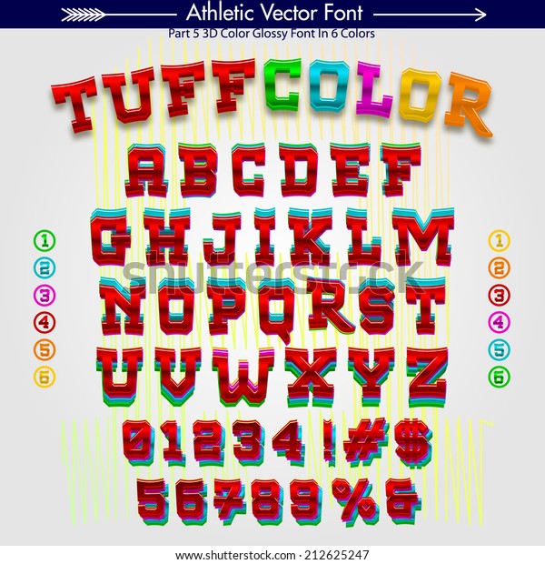 Tuff Color Custom Athletic College Font 스톡 벡터(로열티 프리) 212625247