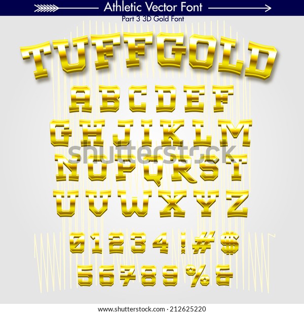 Tuff Gold Custom Athletic College Font: vector de stock (libre de ...