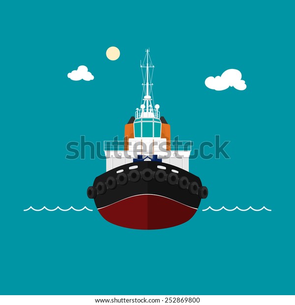 Tugboat Front View Push Boats Tow Stock Vector (Royalty Free) 252869800