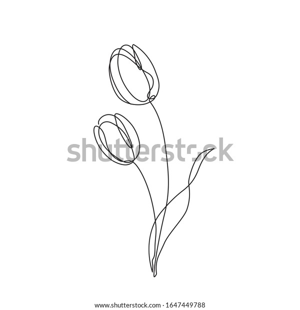 Tulip Flower Continuous Line Drawing One Stock Vector (Royalty Free ...