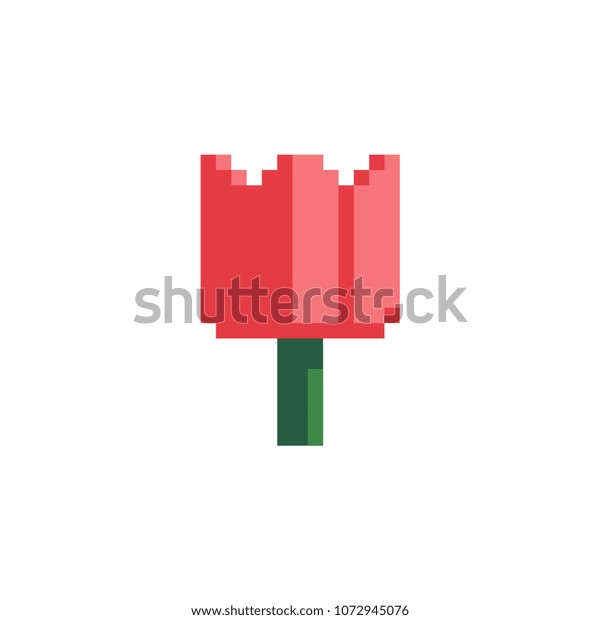 Tulip Flower Icon Pixel Art 80s Stock Vector (Royalty Free) 1072945076
