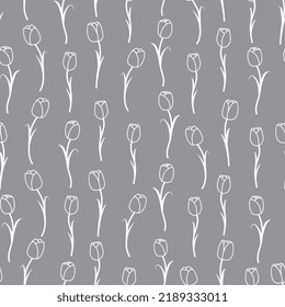 Tulip Flower Line Art Vector Seamless Stock Vector (Royalty Free ...