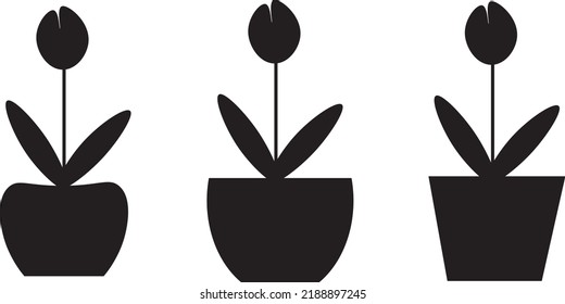 Tulip Flower Pot Icon Vector Collection Stock Vector (Royalty Free ...